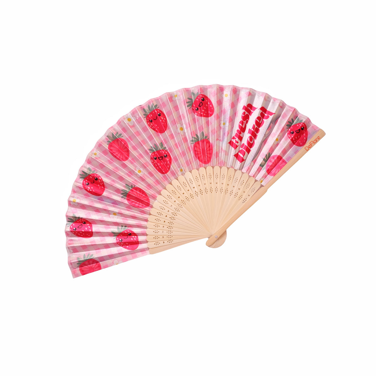 DeFlare™ | Strawberry Milk Mini Rave Fan | High Quality Hand Fans